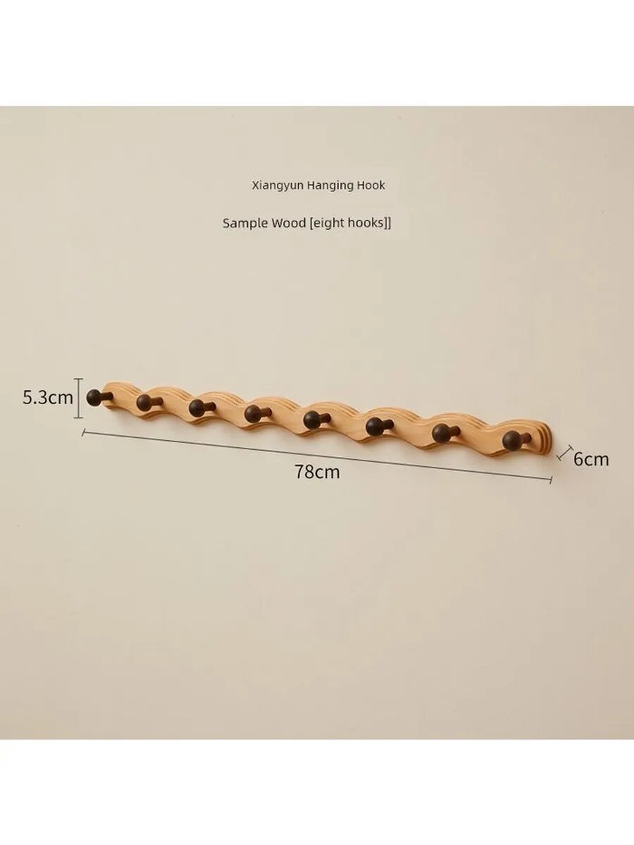 Настенный крючок из массива - 8 крючков, бук и орех