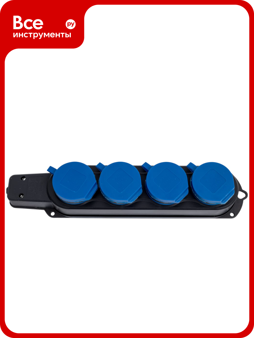 Каучуковая колодка Filum 4-х местная 2P+PE 16A 250В IP44 с защитной крышкой синего FL-SB-4EU-IP44-BL