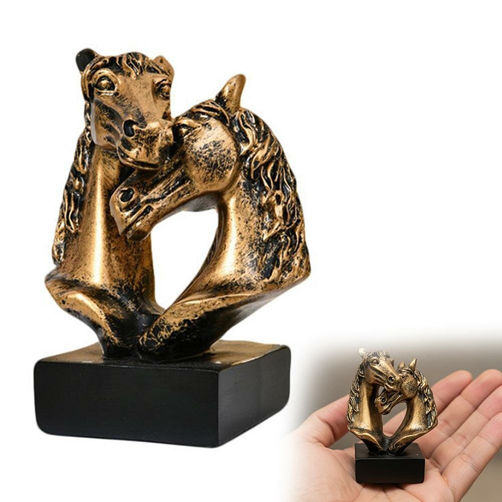 Статуэтка «Золотая голова лошади» от BaYuYPOO, скульптура головы лошади из смолы, антикварное украшение для офиса, гостиной, книжной полки, камина, стола.