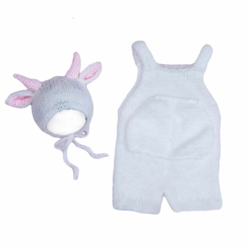 Детский вязаный костюм для фото, Слоновая кость - шляпная одежда