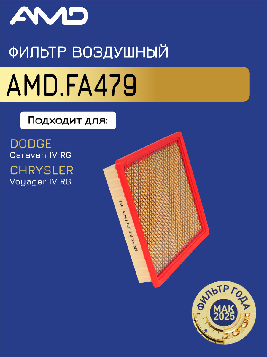 Фильтр воздушный 04861480AA AMD. FA479 для DODGE Caravan IV RG бензин CHRYSLER Voyager IV RG