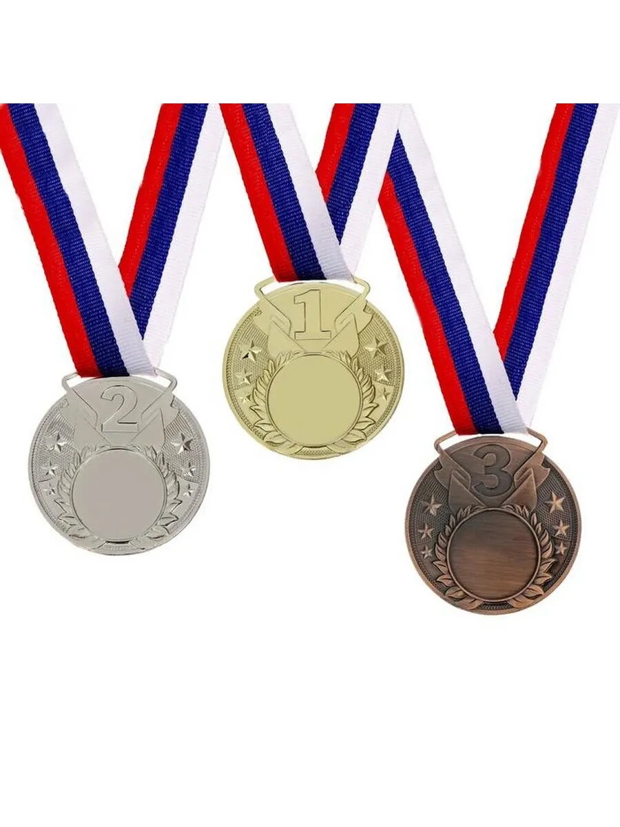 Медаль наградная бронзовая с лентой, 5 см