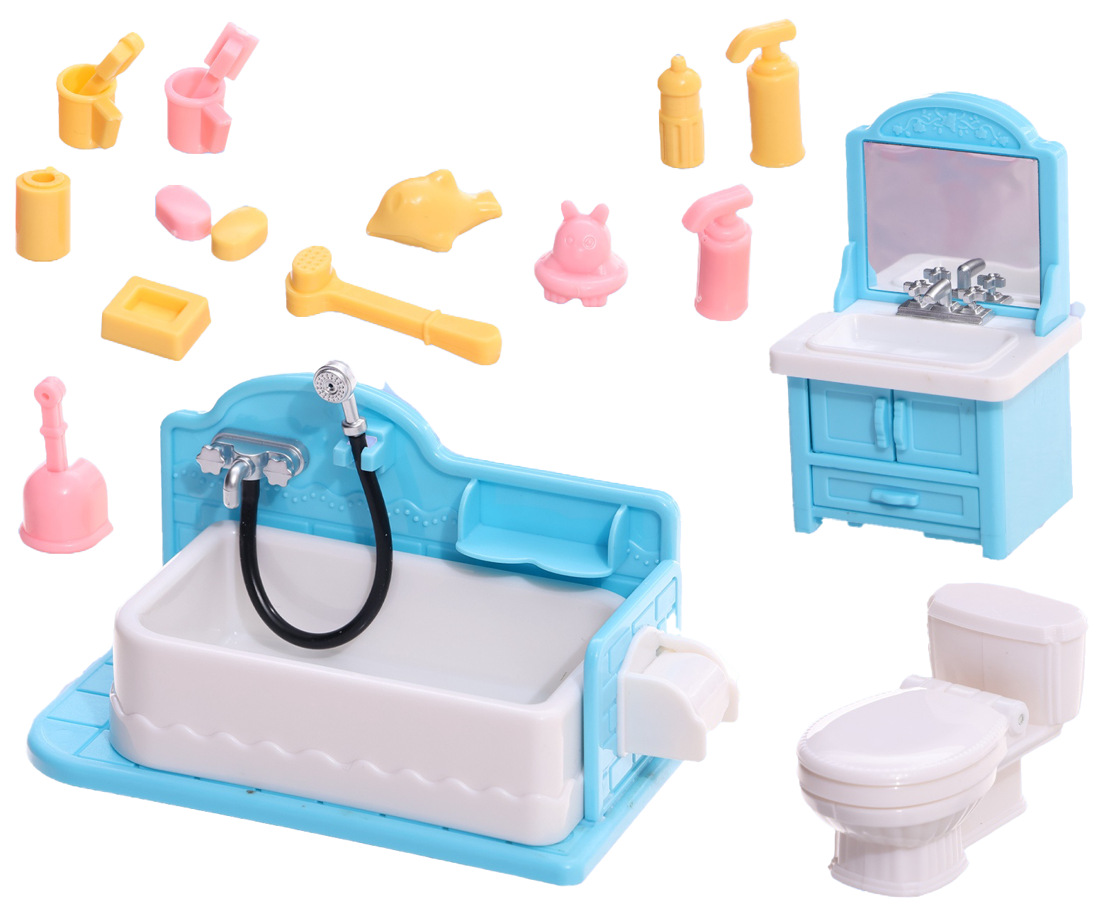 Мебель для кукол "Крошики. Уютный дом. Ванная", комплект игрушечной мебели для кукольного домика, сюжетно-ролевой игровой набор для девочек, 20 предметов