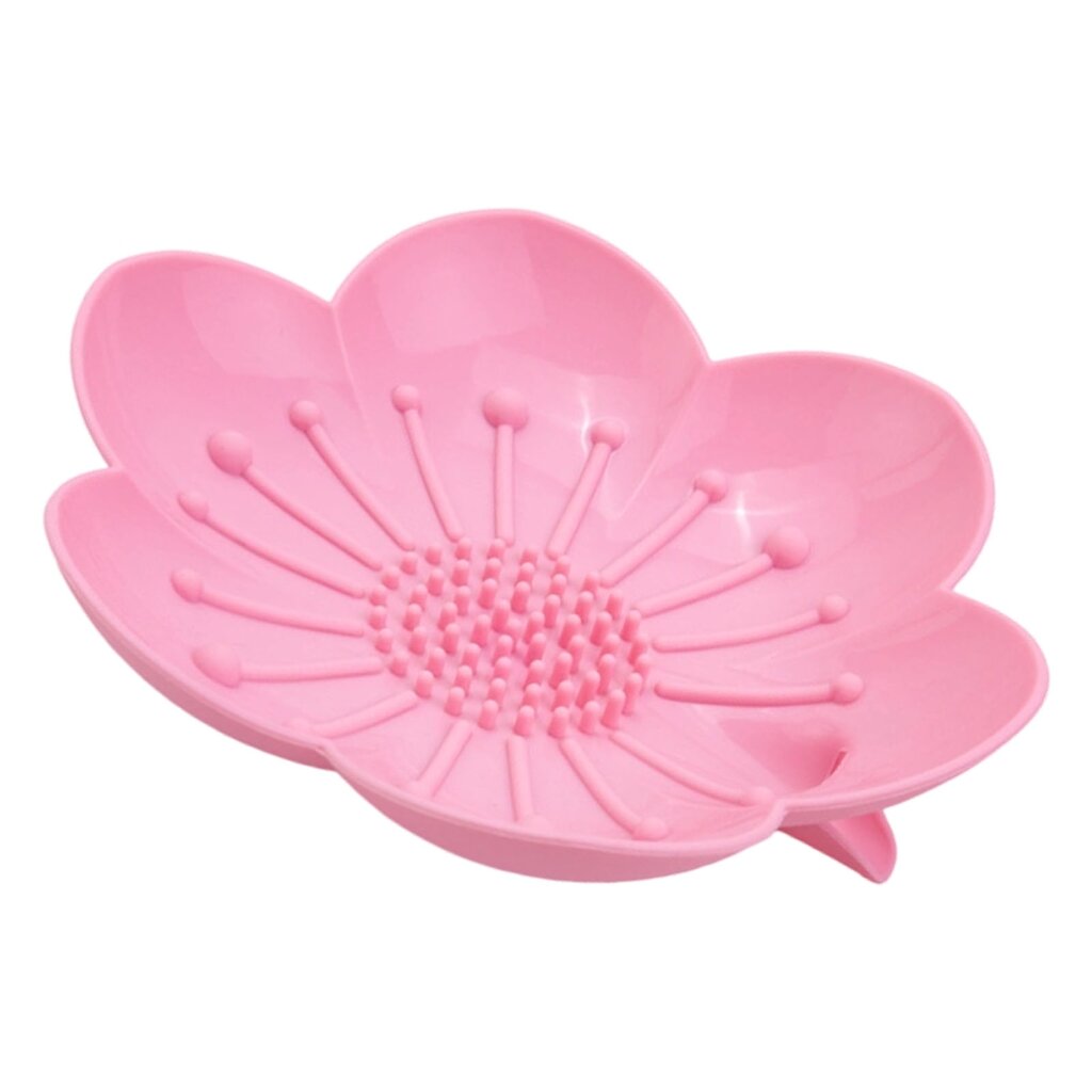 Силиконовая коробка для мыла с лепестками для хранения нескользящей сливной коробки для мыла-розовый
