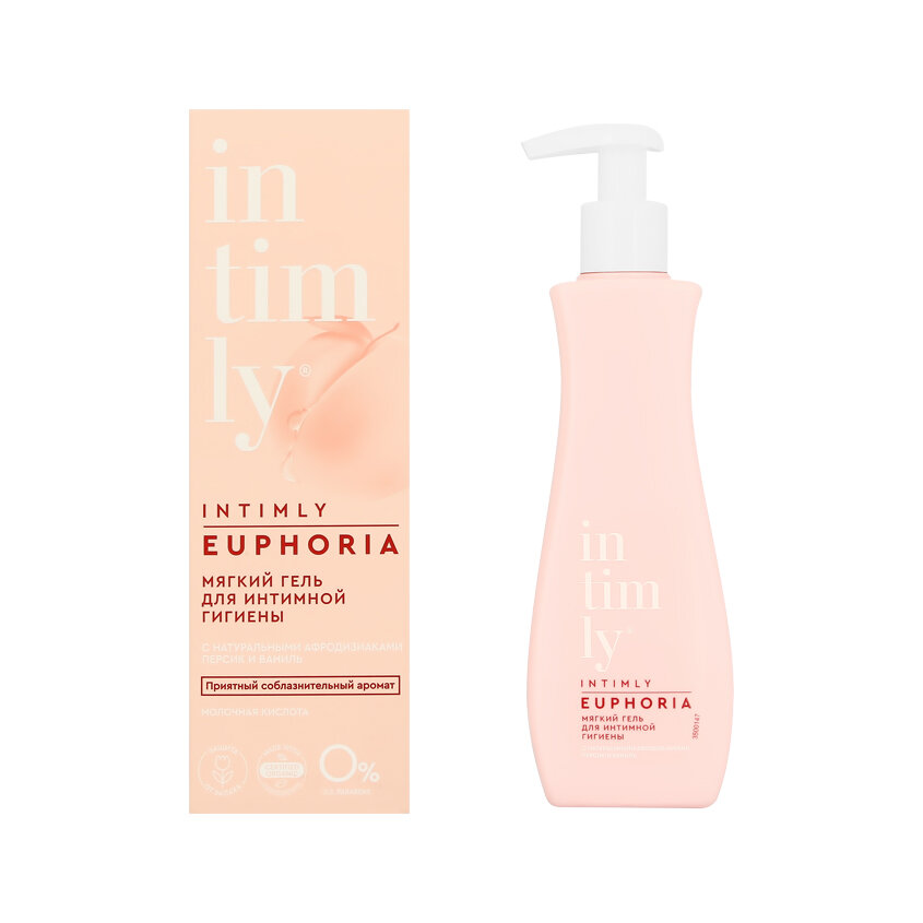 Гель мягкий для интимной гигиены INTIMLY EUPHORIA с натуральными афродизиаками (персик и ваниль) 220 мл