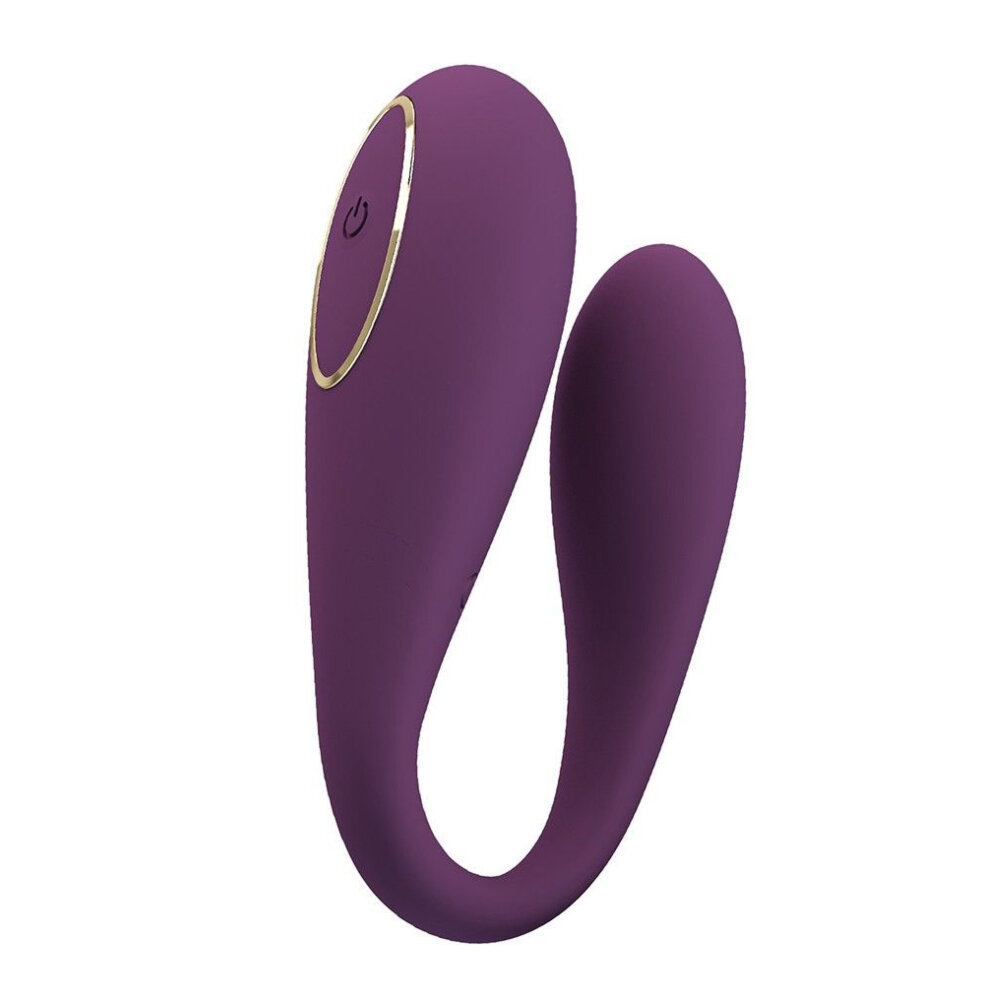 Фиолетовый силиконовый вибратор для двоих "August", 9.50 см.