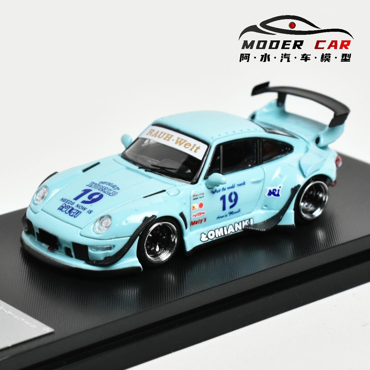 SW 1:64 Porsche 911 RWB 993 Mint Green Noctilucent Легковая модель автомобиля