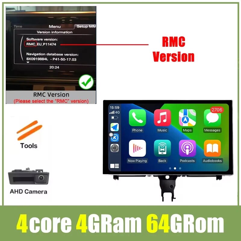 9-дюймовый для Audi A6 C7 A7 2012-2018 плеер автомобильный радиоприемник Android 15 мультимедийный стерео Carplay авто GPS навигация BT WIFI RMC 4G 64G C