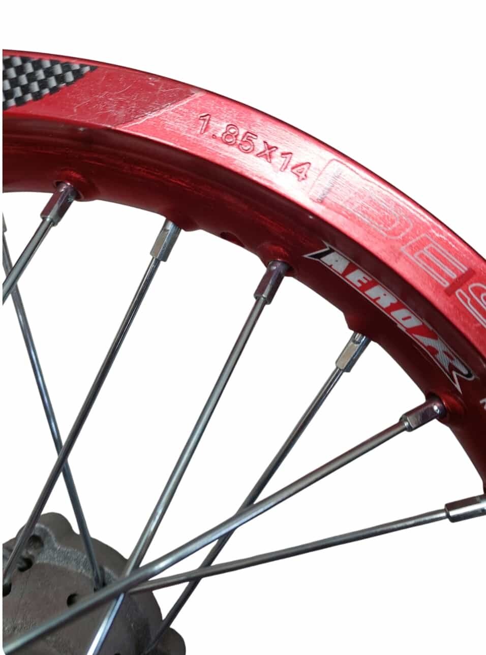 Обод задний 14" (1,85-R14 d=15mm) алюминий/красный