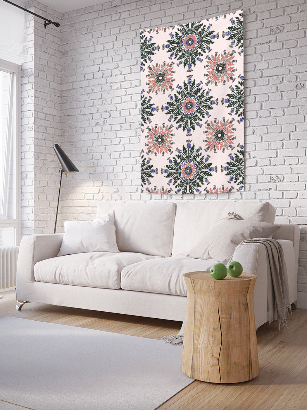 Вертикальное фотопанно на стену JoyArty "Орнаментальный чертополох", из ткани, 150х200 см