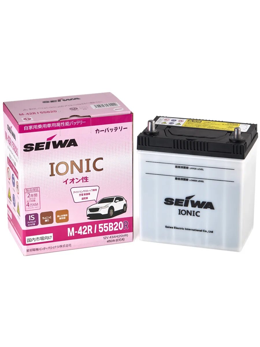 Аккумулятор SEIWA Ionic M-42R 55B20R 12V 43Ач прям. пол.