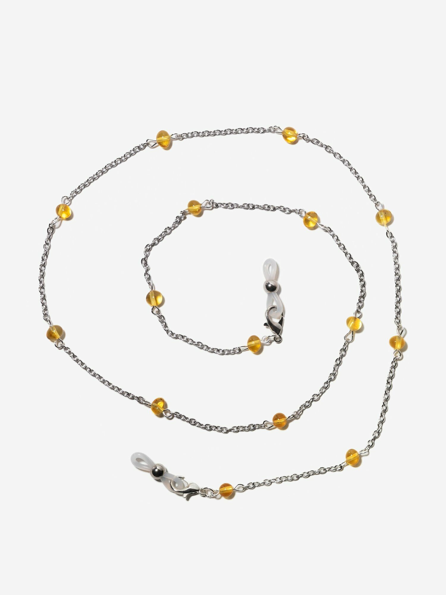 Шнурок для очков женский с натуральным янтарем. Держатель цепочка янтарная 70 см