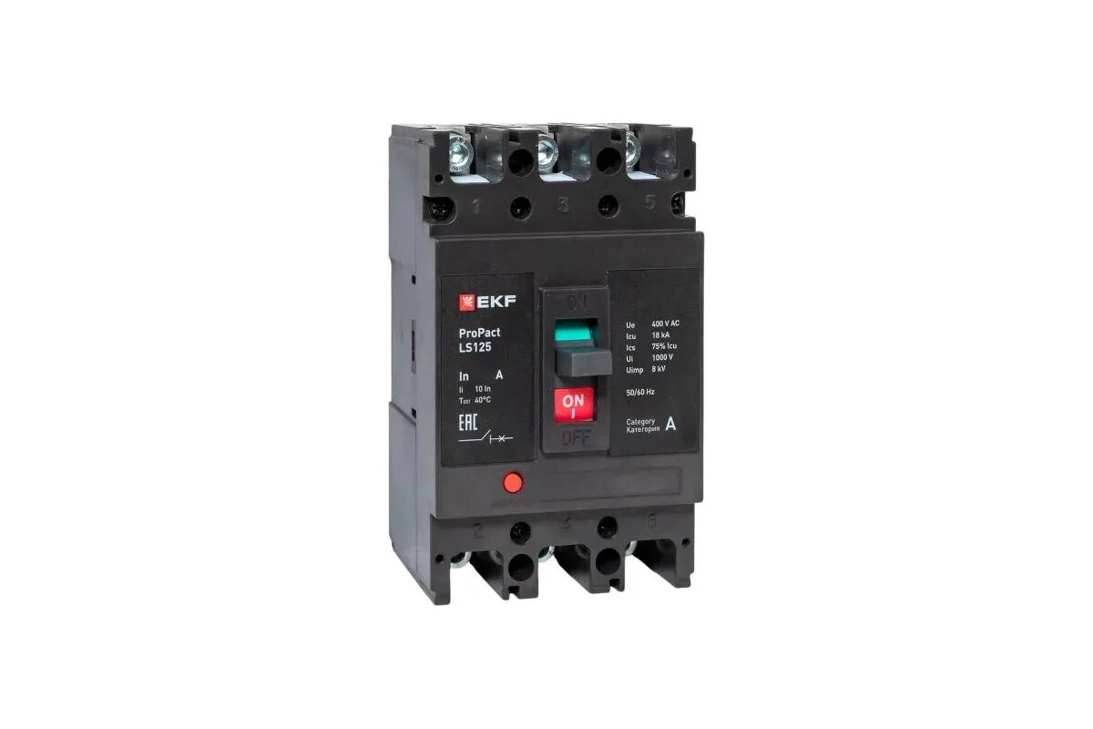 Автоматический выключатель EKF LS125 18кА 3P 100А ProPact mccb-125-18-3-100-ls