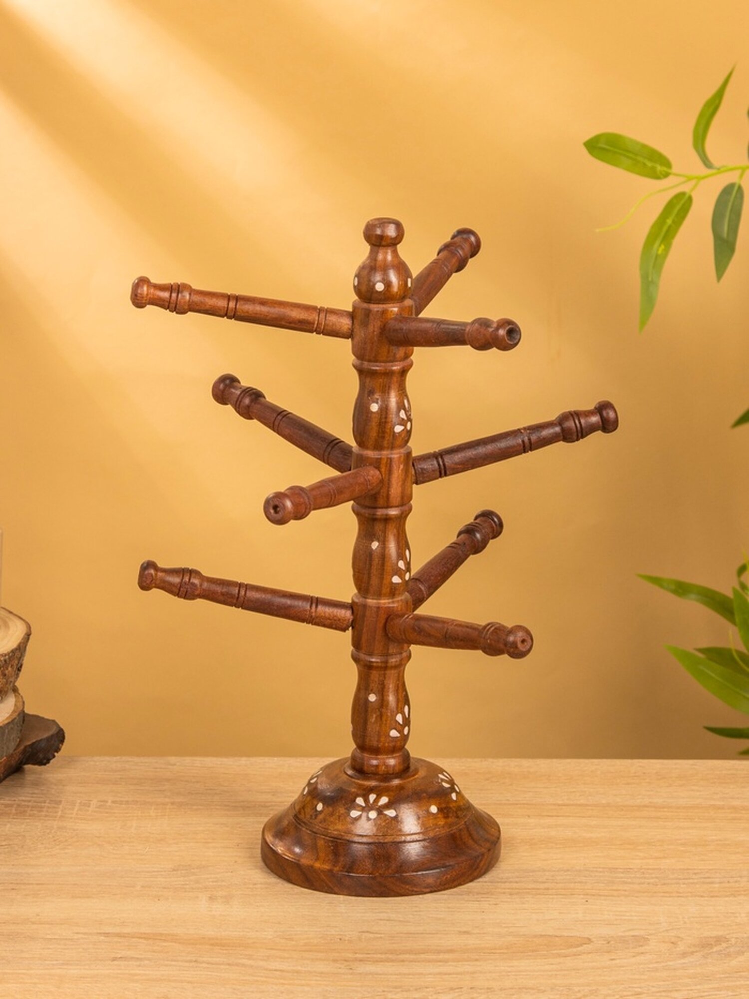 Подставка для кружек "Дерево", 12х12х34 см, дерево шишам, коричневый