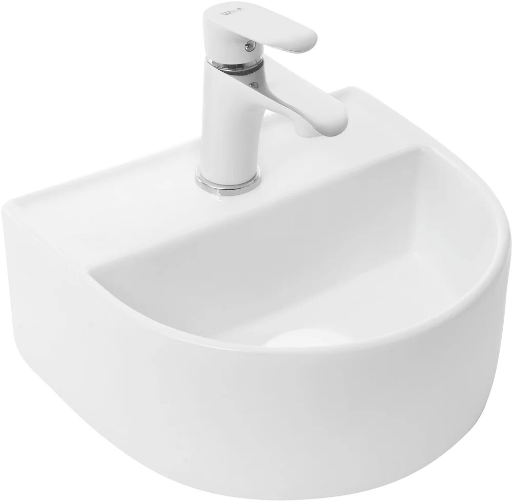 Раковина маленькая в туалет Weltwasser WW Aisbach 5062 32 мини, подвесная, фаянсовая, белая, полукруглая, 32 см