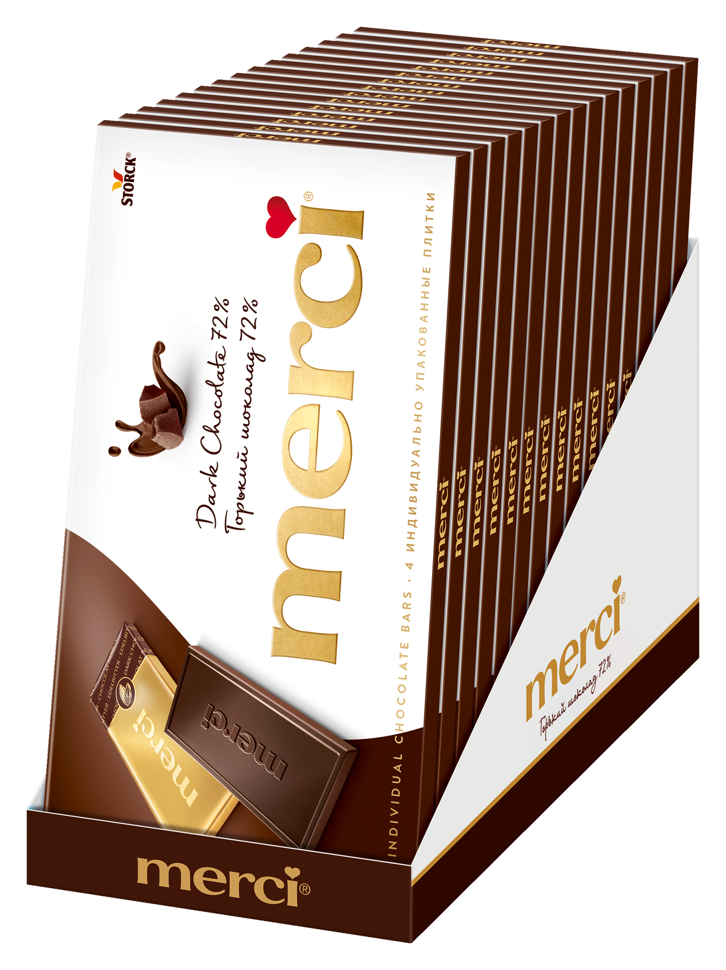 Горький шоколад Merci 72% какао, 100 г, 15 уп.