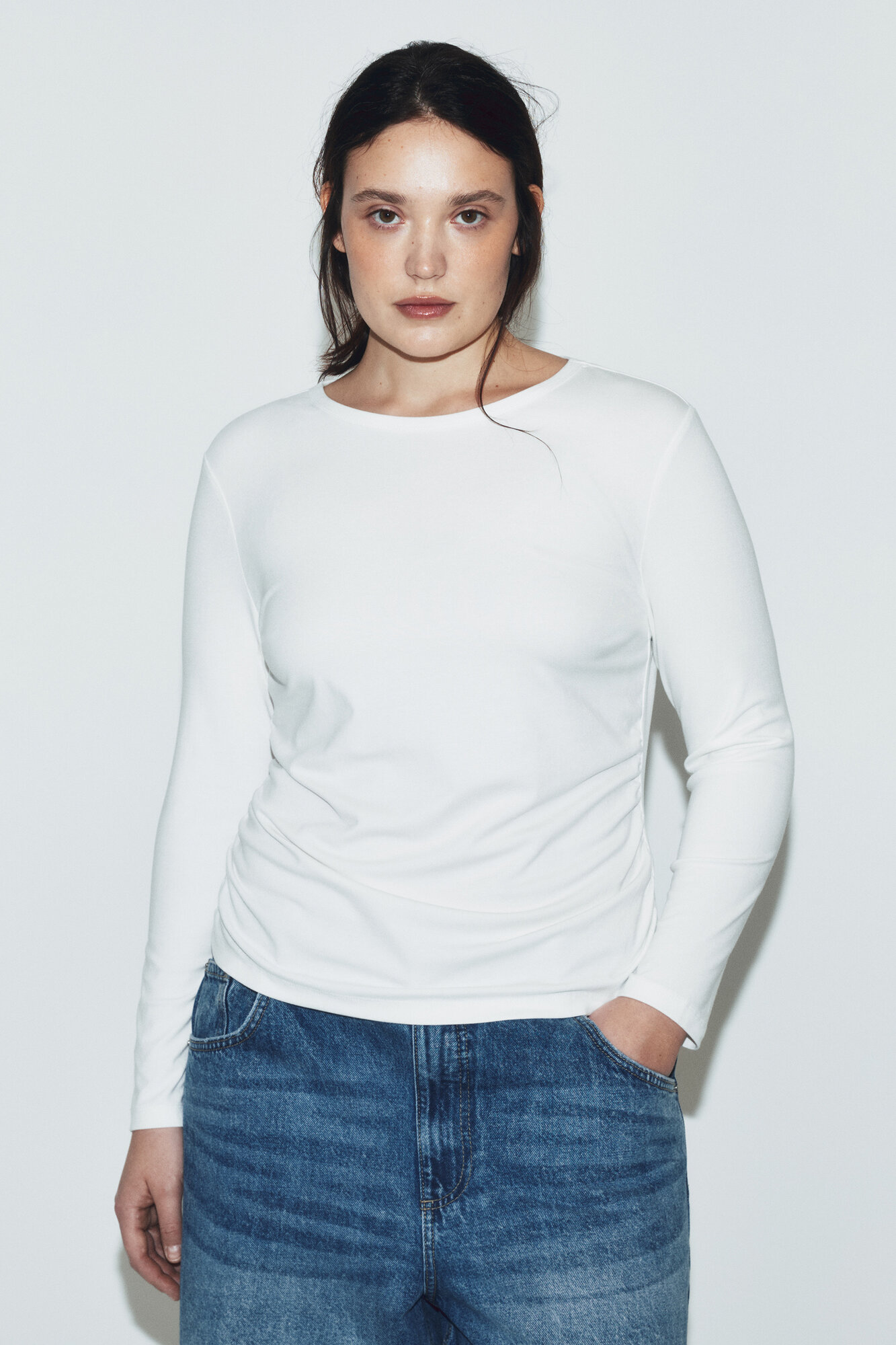 Лонгслив Befree Plus size, размер 2XL, , белый — фото 1