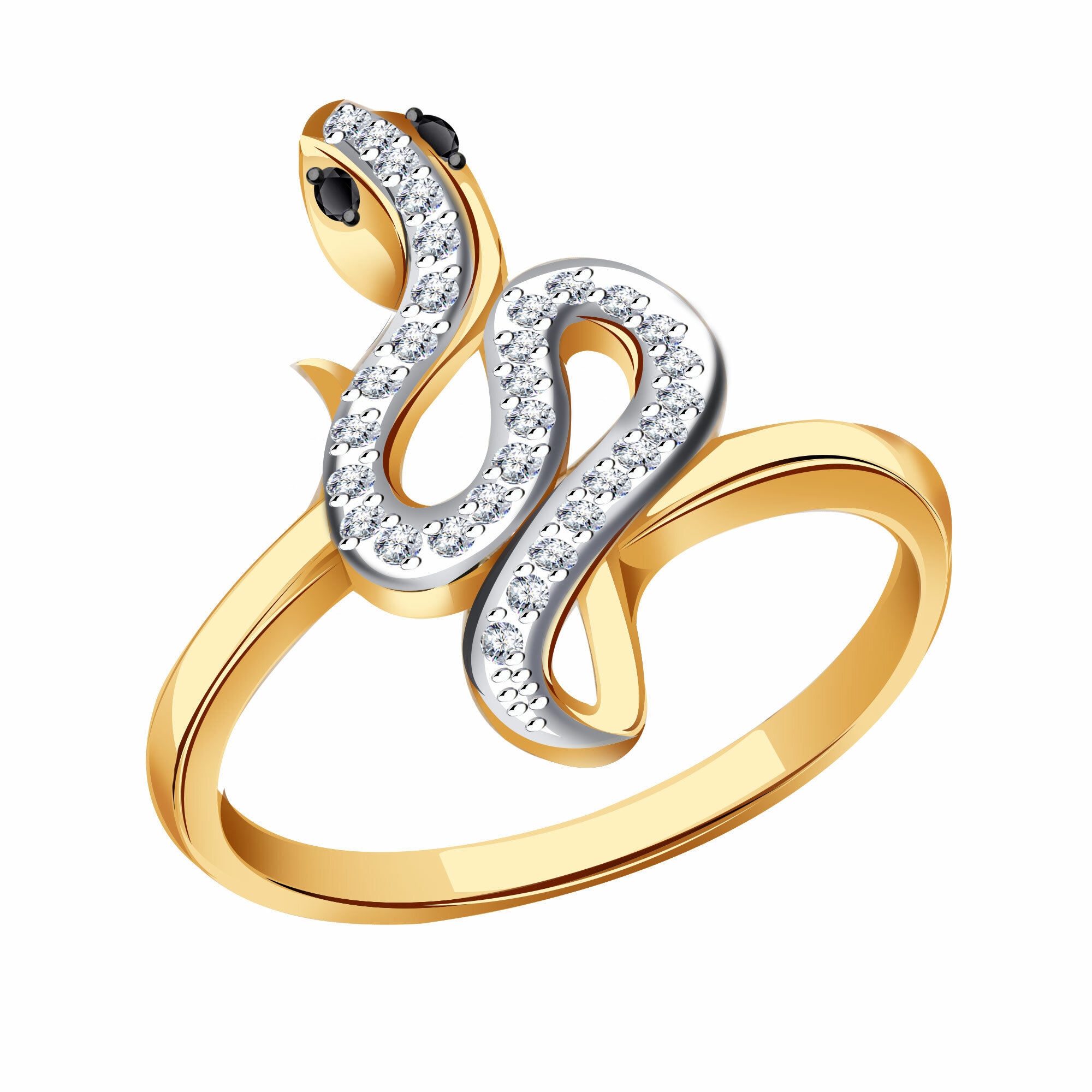 Кольцо, красное золото, 585 проба, фианит