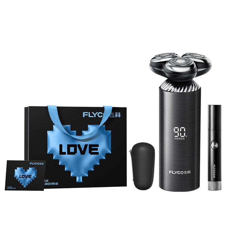 Электробритва мужская ротационная FLYCO FS968, черная, 520 Valentine's Day Limited Edition Official Box