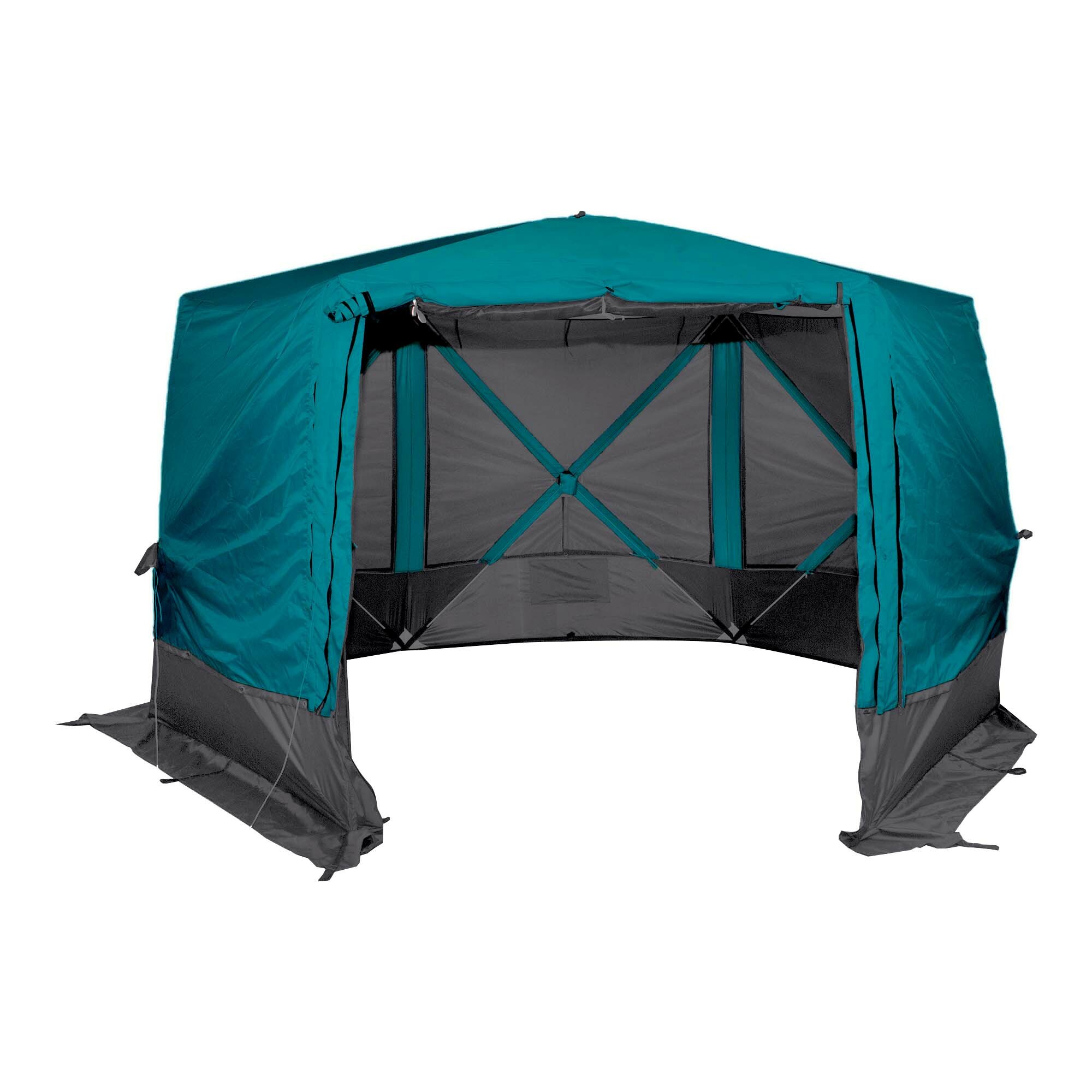 Шатер следопыт быстросборный, 6 стен, 3,35х3,85 м, h-2,25 м, S по полу 9,3 кв. м, цв. WATERFALL