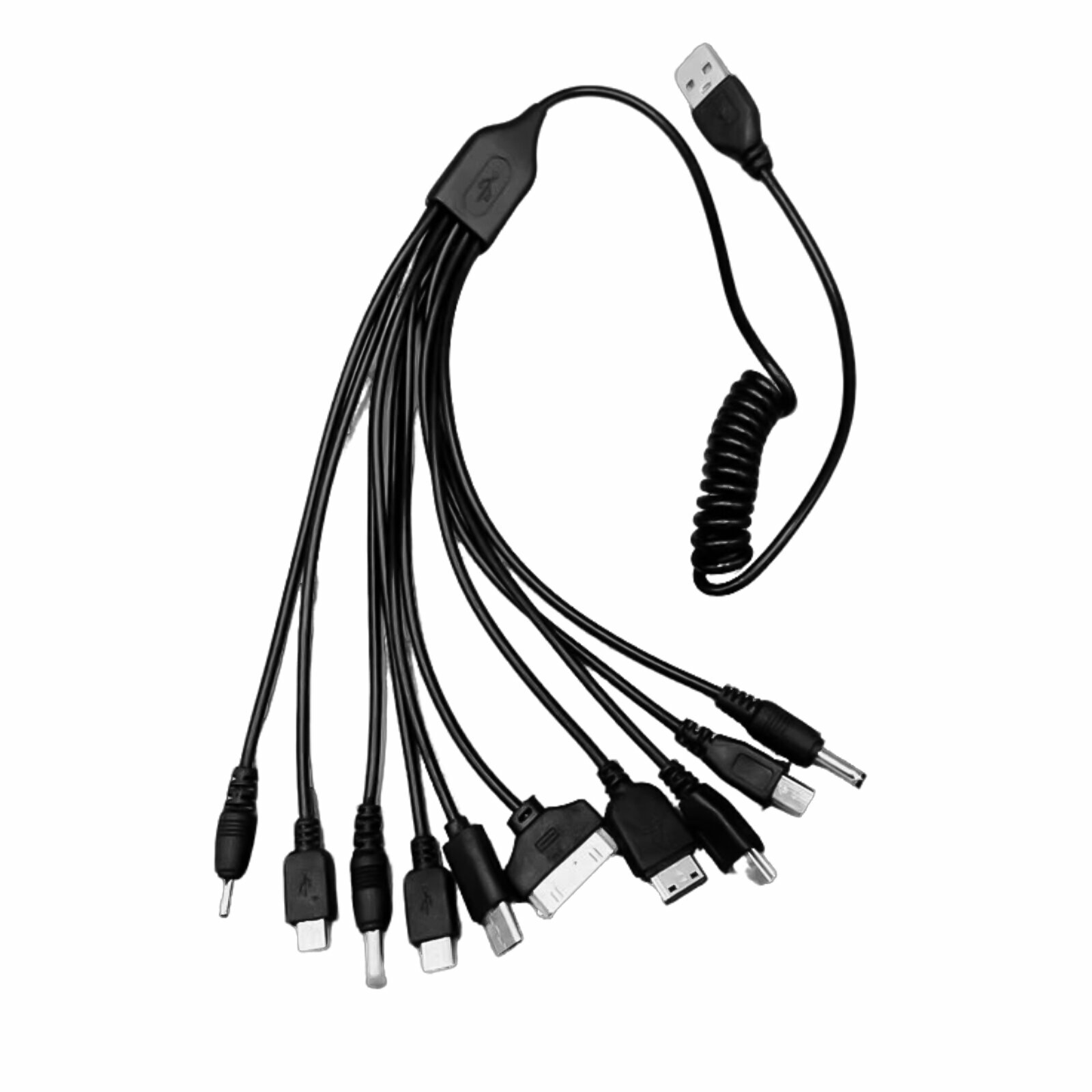 10-портовый кабель для зарядки USB с пружинным проводом вентилятора и игрушек