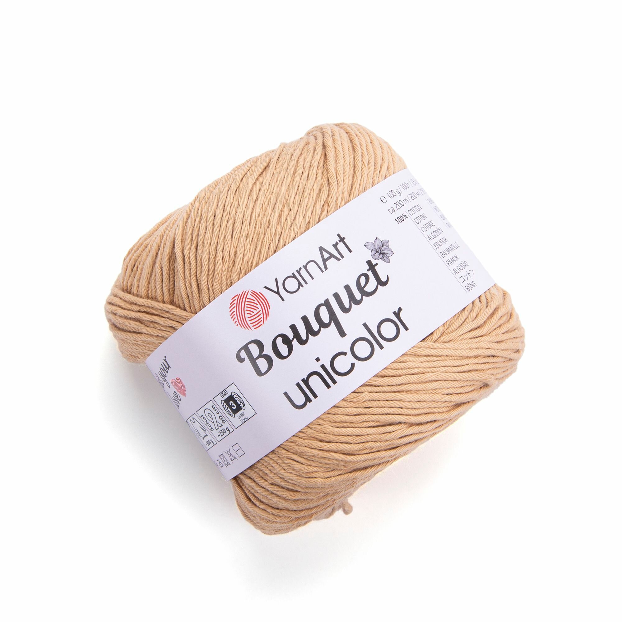 Пряжа YarArt Bouquet Unicolor 3206 (4 мотка по 100г/200м) светлый беж
