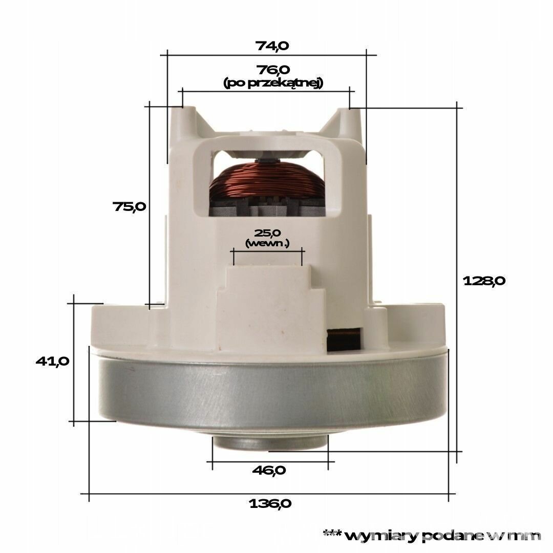 Эксклюзивный силовой агрегат 1400 Вт для пылесосов Miele MRG 41042/2 и MRG 74242/2, габариты 129х135 мм, артикулы 7499463 и 06225220
