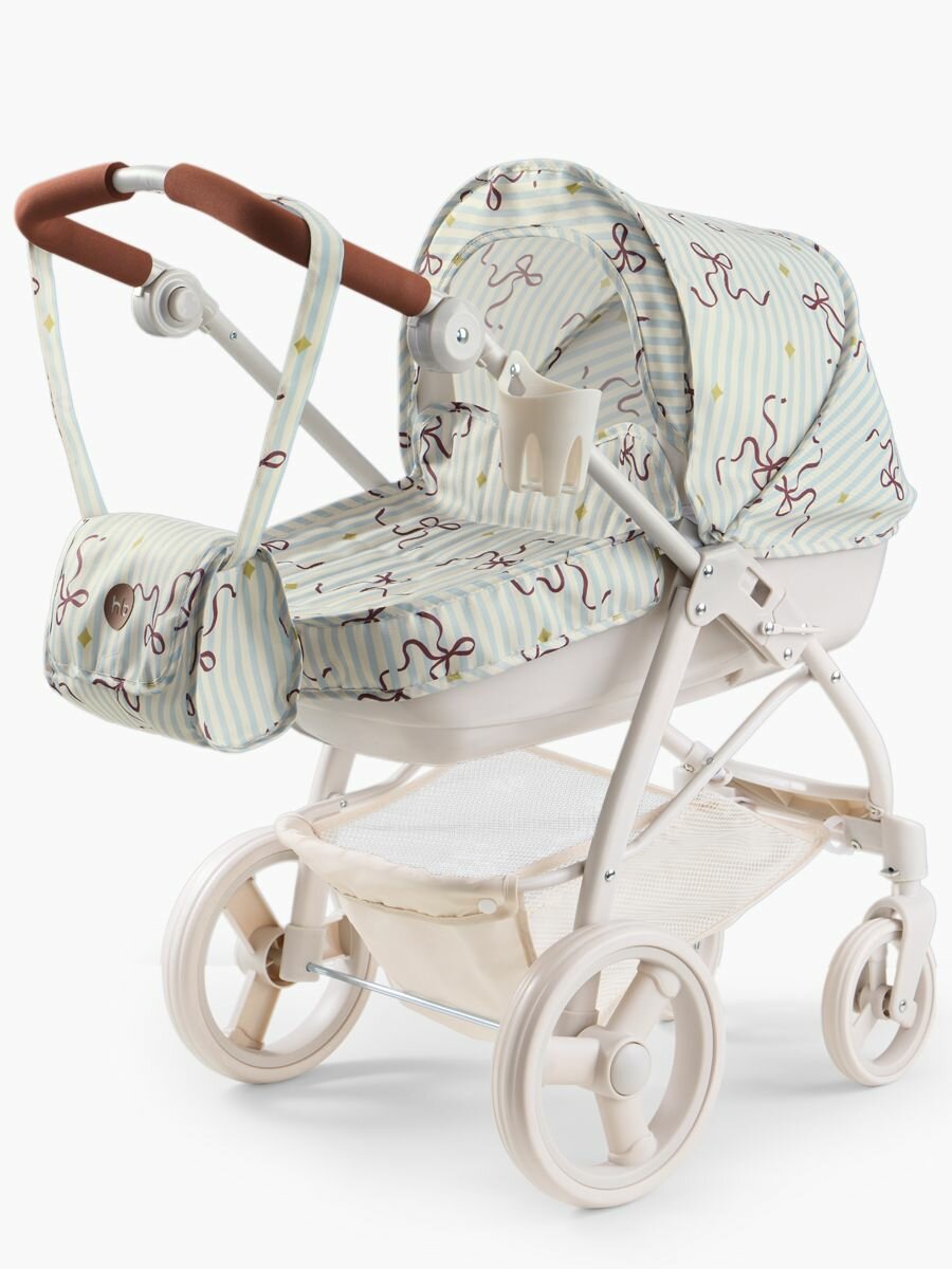 331956, Коляска для кукол ASHLEY от Happy Baby, детская игрушечная коляска для игрушек, белая с бантиками