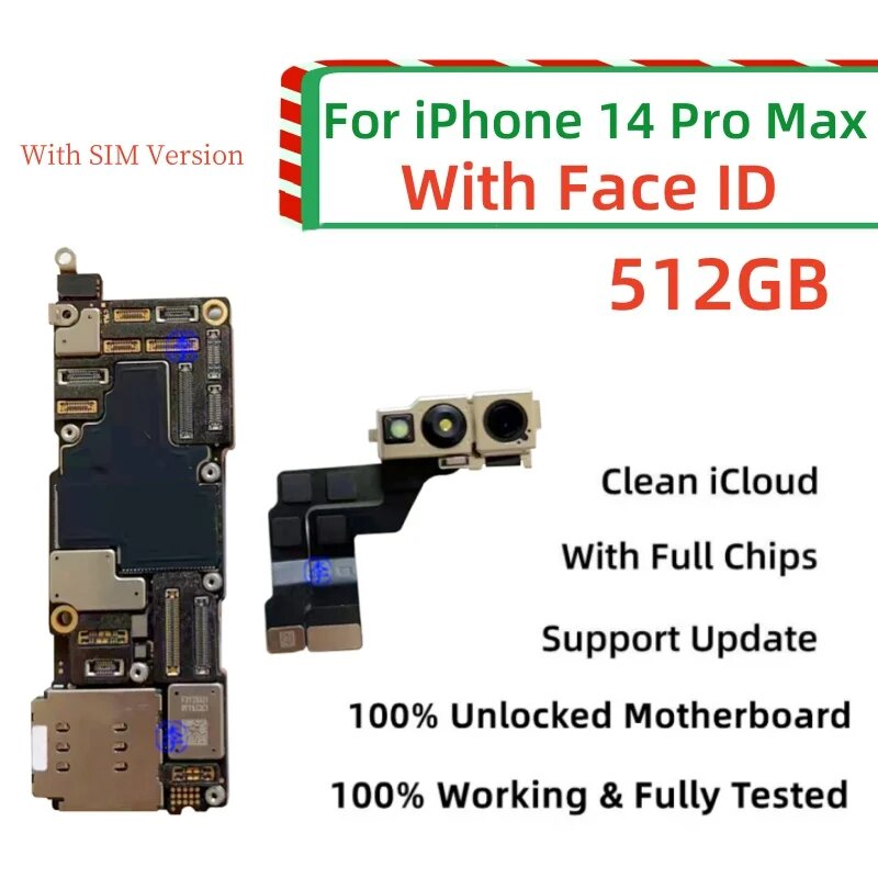 Разблокированная материнская плата для iPhone 14 Pro Max для iphone 14 Plus 14 Pro Clean iCloud E/SIM с материнской платой Face ID SIM14PMax 512g Face