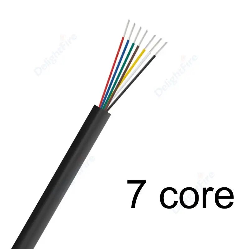 DelightFire Провод UL2464 2-10 ядер 22 AWG, 7 Core-Black, 10M