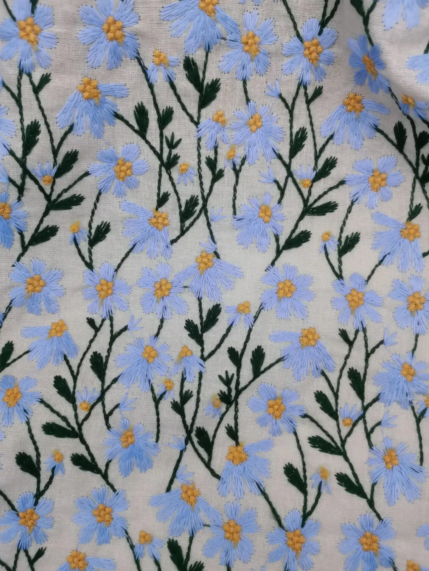 Ткань хлопковая с вышивкой ромашек, 45x120 см, цвет 6