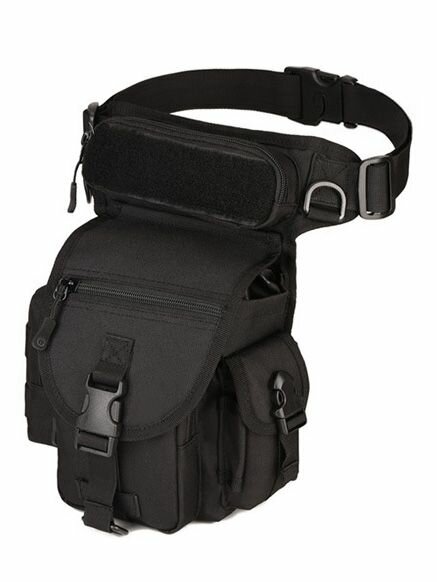 Сумка на бедро и пояс 2 в 1 тактическая мужская чёрная 3 литра