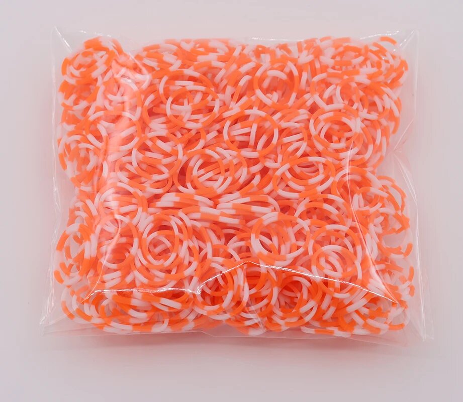 Резинки для плетения браслетов ZihanZimo, 600 шт, orangwhite