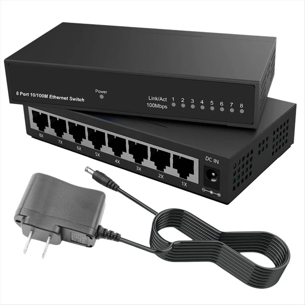 8-портовый гигабитный коммутатор Ethernet RJ45, интернет-разветвитель Smart Network 10/100 Мбит/с, вилка США