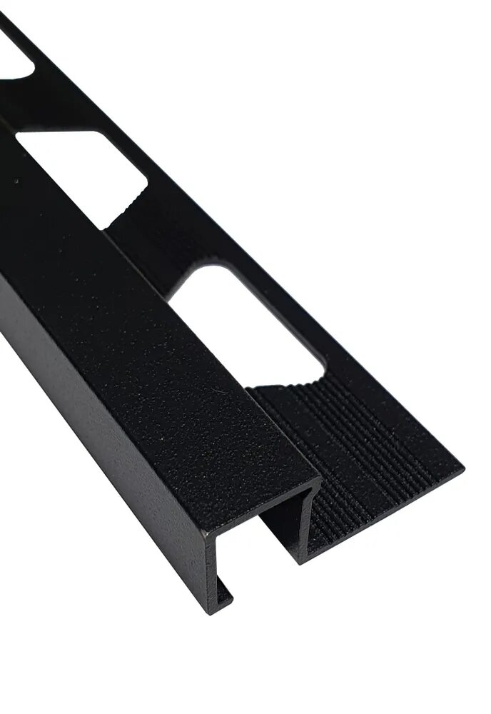 Профиль П-образный алюминиевый для плитки 10х10мм 2.7м Черный муар