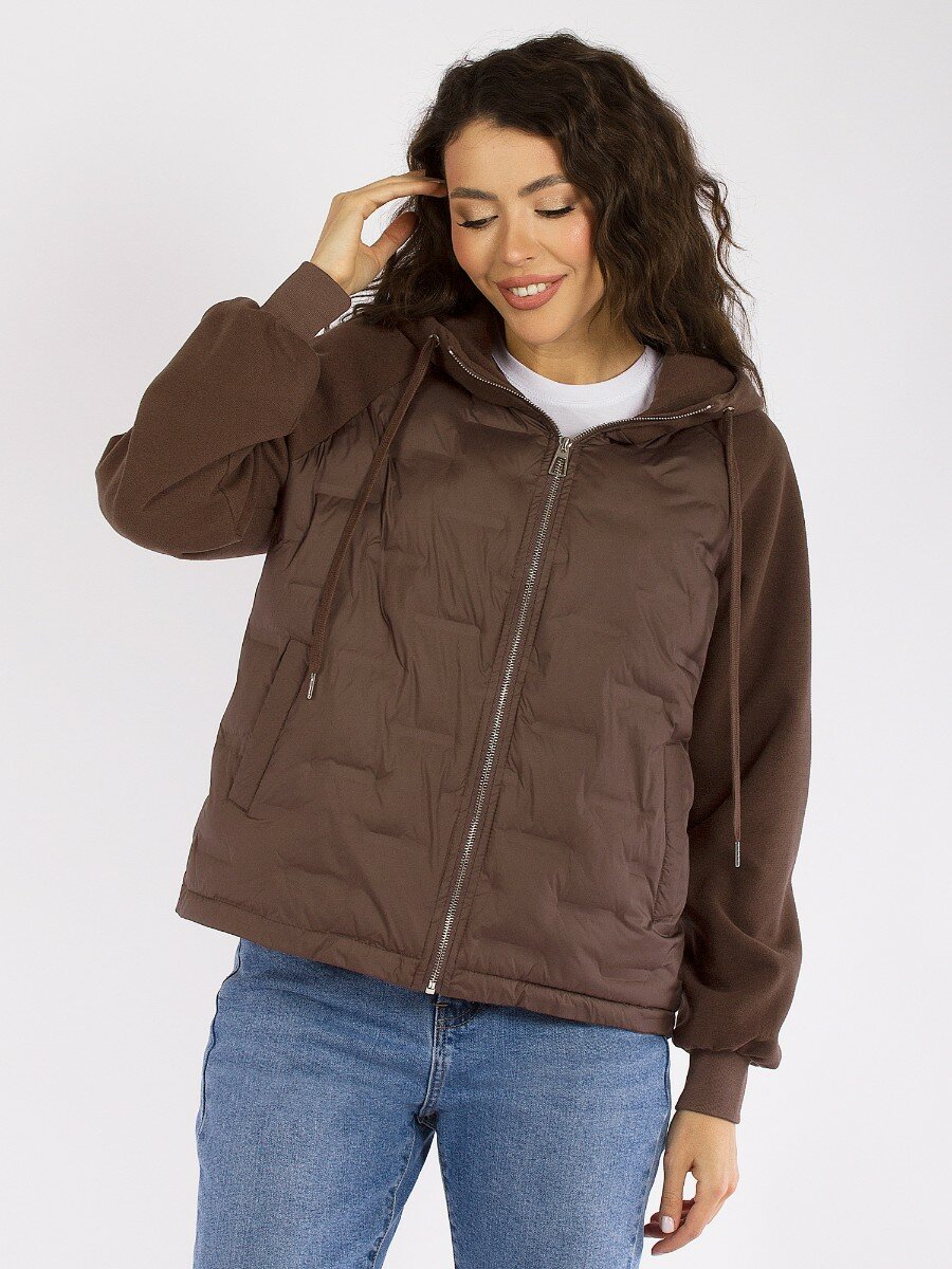 Куртка с капюшоном и трикотажными рукавами