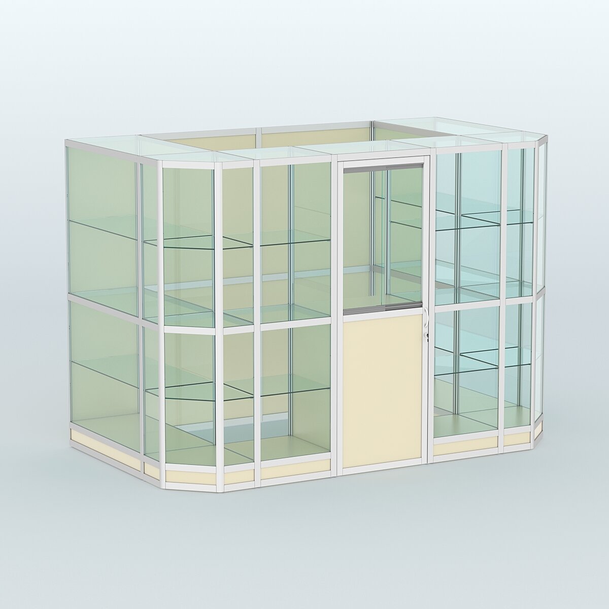 Павильон из профиля пристенный №10г (4,05 кв. м), Крем Вайс