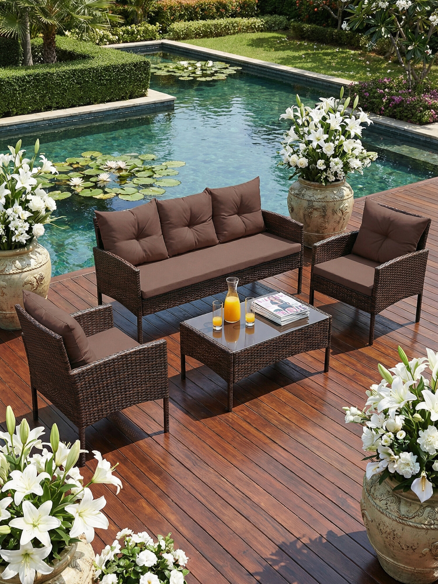 Комплект для отдыха из искусственного ротанга Фьорд Классик (Fjord Classic), шоколад