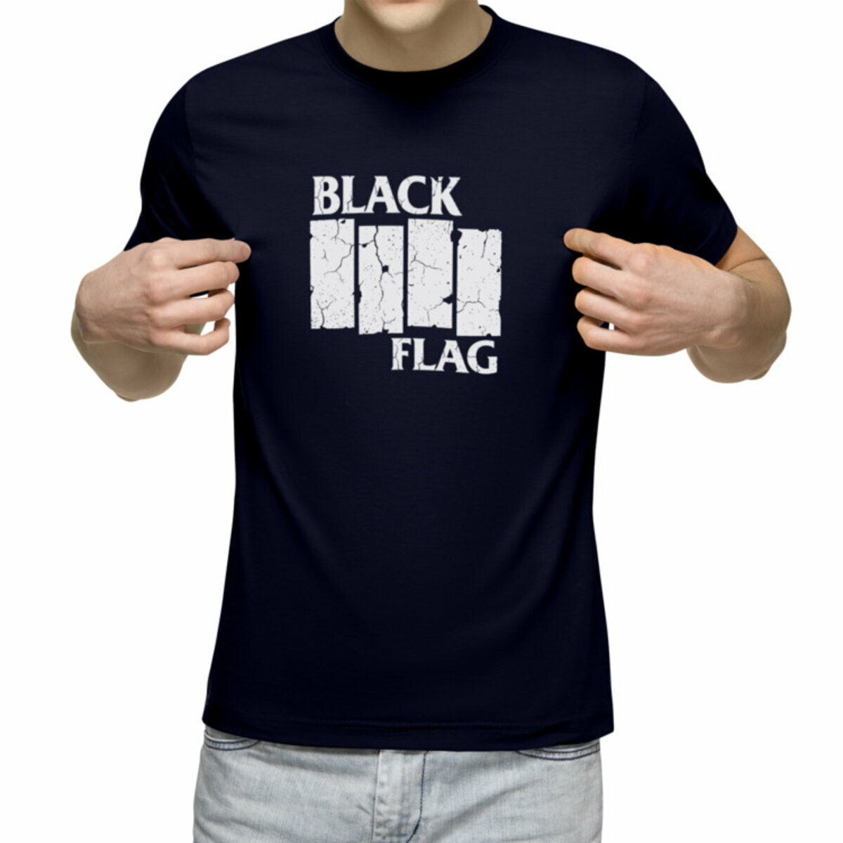 Мужская футболка «black flag блэк флаг» (темно-синий, XL)