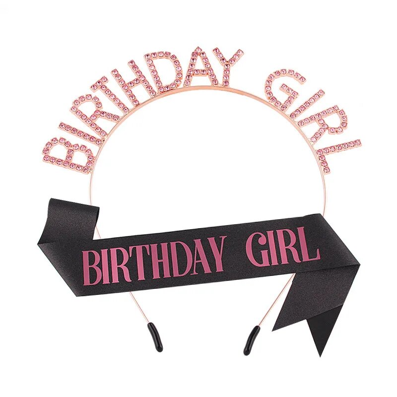 Тиара "Birthday Girl" с лентой, цвет 17