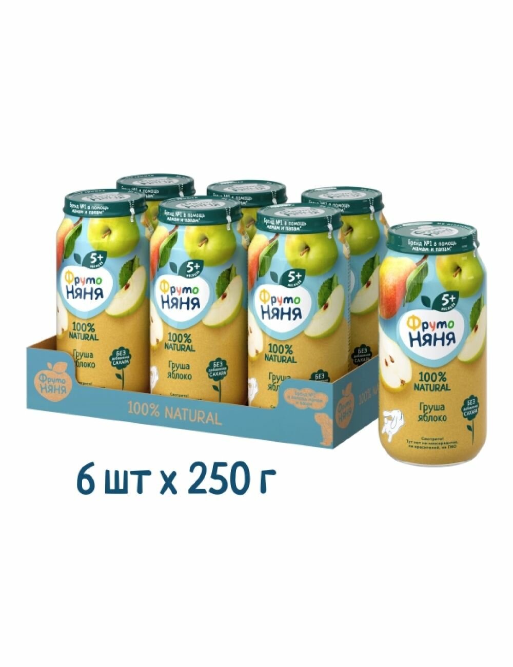 Пюре ФрутоНяня с 5 месяцев Груша-яблоко 250г 6шт
