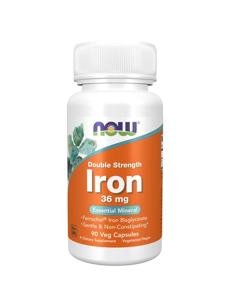 Now Foods Iron 36mg Double Strength Железо двойной силы 36