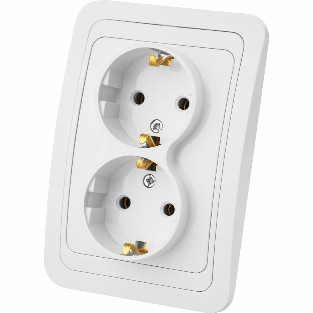 Двойная розетка, белая 2П+З 16А TDM ELECTRIC Валдай SQ1804-0010