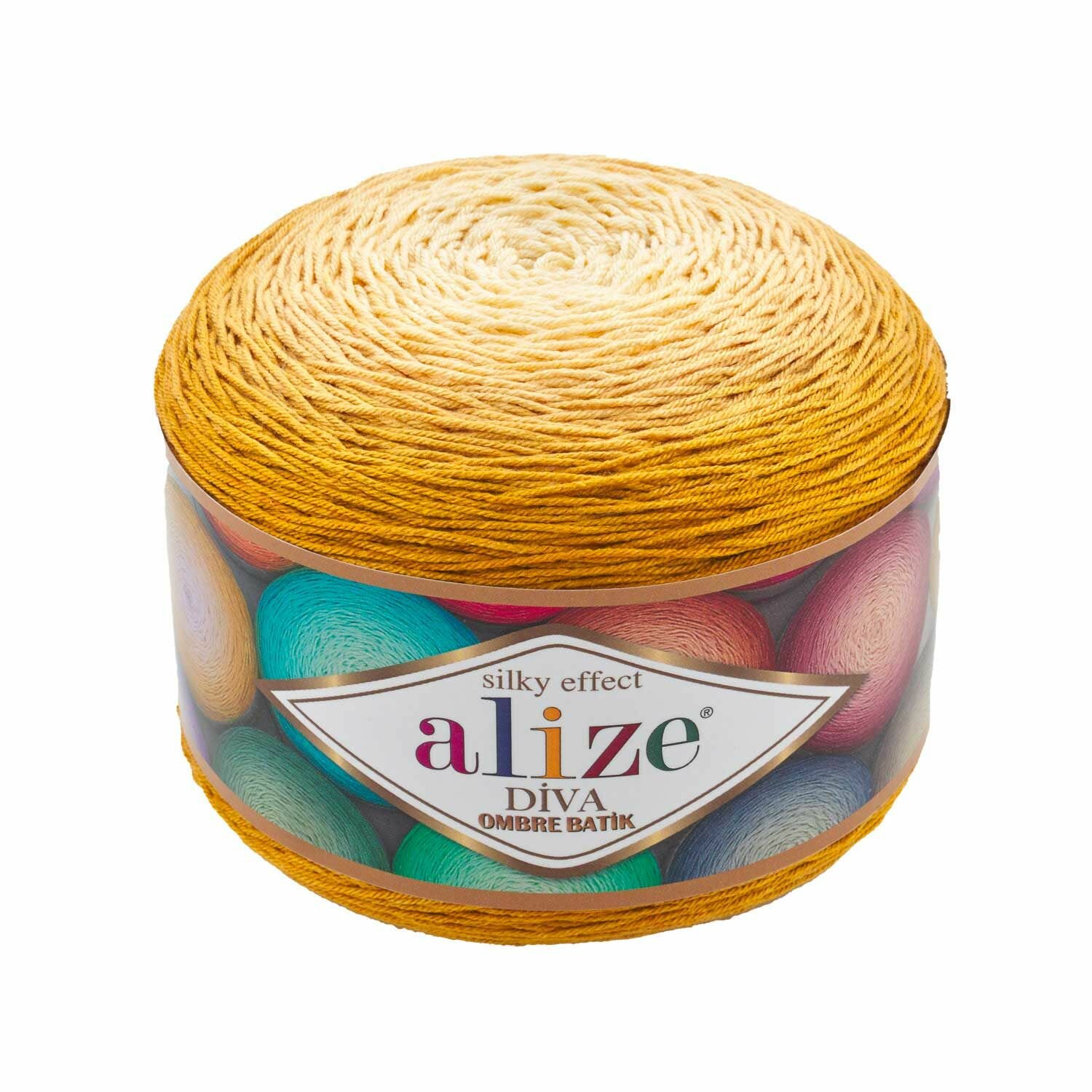 Пряжа Alize Diva Ombre Batik 7358 (1 моток, 250г/875м) горчица