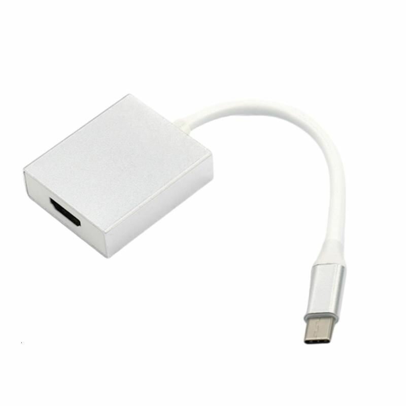 Адаптер USB C к HDMI с алюминиевым корпусом и поддержкой 4K для подключения нескольких устройств, Серебро