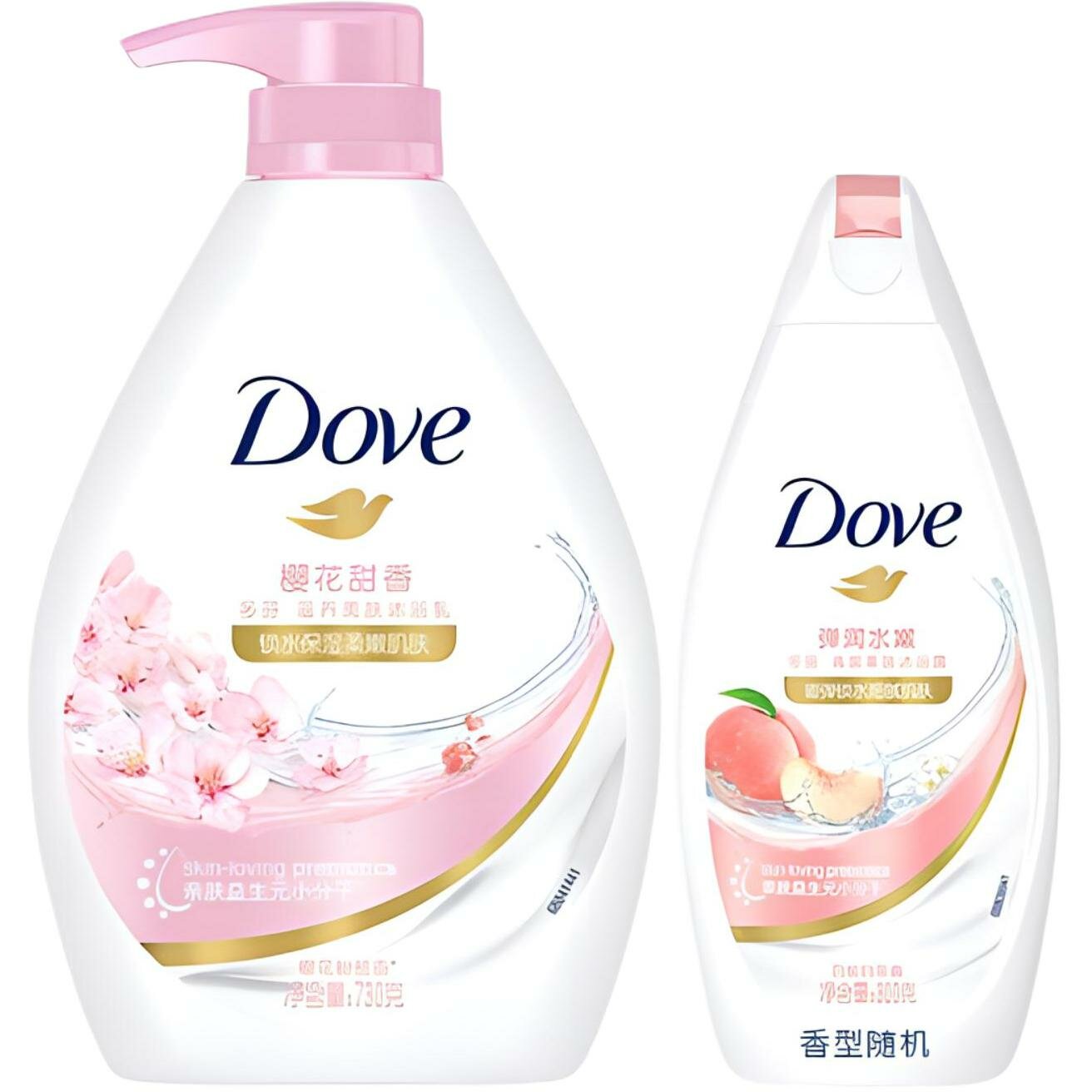 Крем-гель для душа Унисекс Dove Глубокое питание и увлажнение Цветок вишни, 1000г+300г, 1450073725