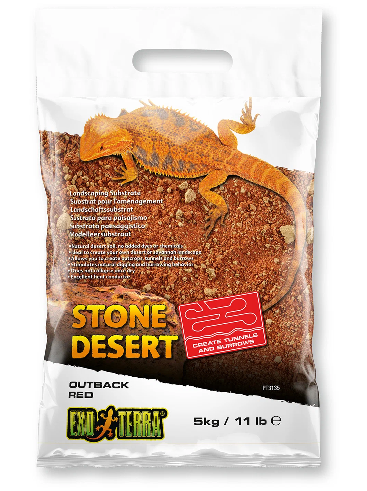 Грунт пустынный с глиной Exo Terra Outback Red Stone Desert для террариума красный 5 кг. PT3135