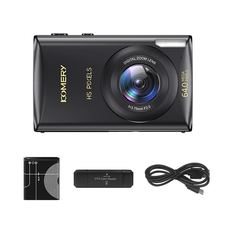 Цифровой фотоаппарат унисекс Komery C1 Package 3 (64G RAM + Battery), 64 МП