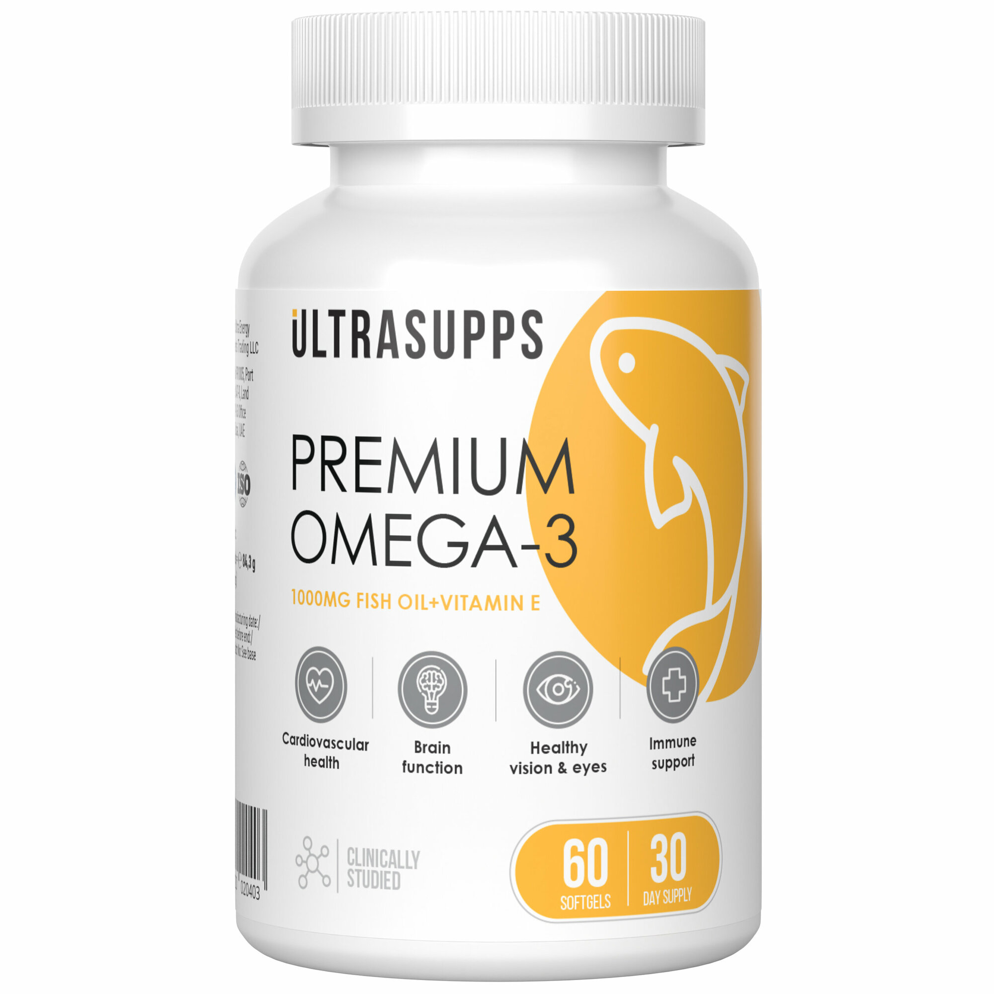 Омега-3 UltraSupps Premium Omega-3 1000 mg - 60 гелевых капсул