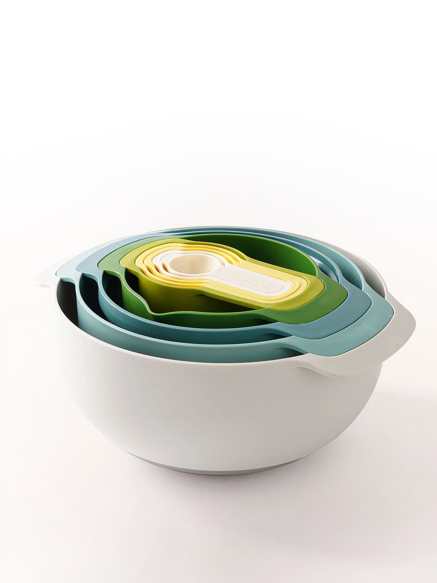 Набор мисок и мерных стаканчиков Joseph Joseph Nest 9 Plus с ситом и дуршлагом, 40076, опаловый